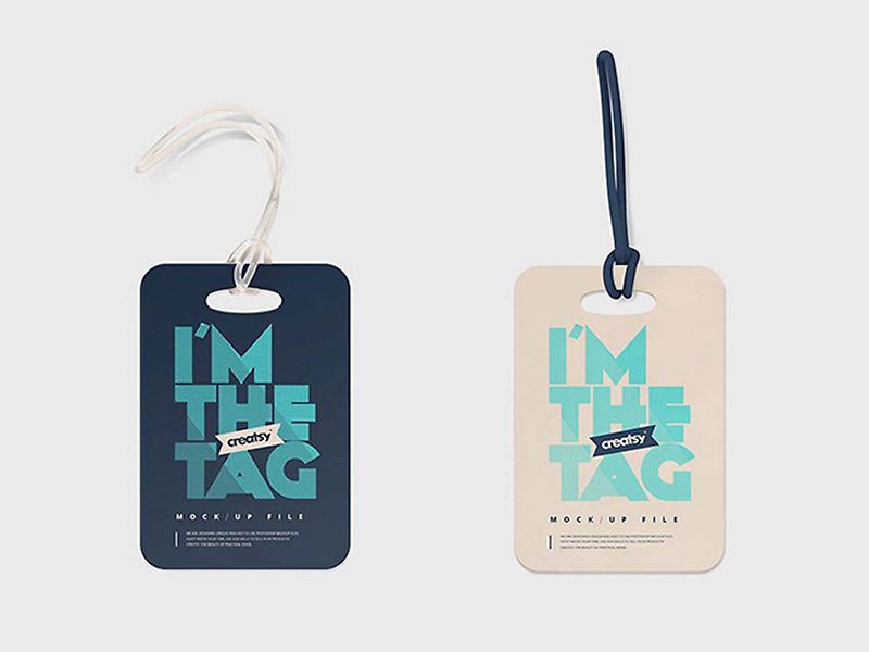 Free luggage tag mock-ups in psd