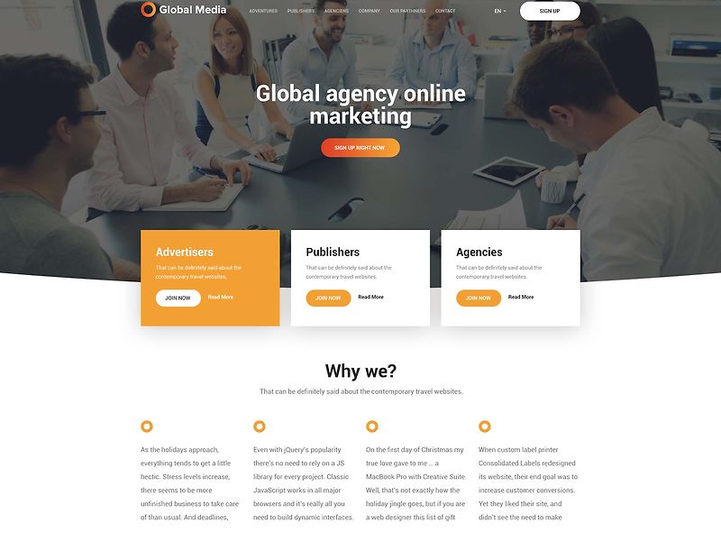 Global media free web template in psd