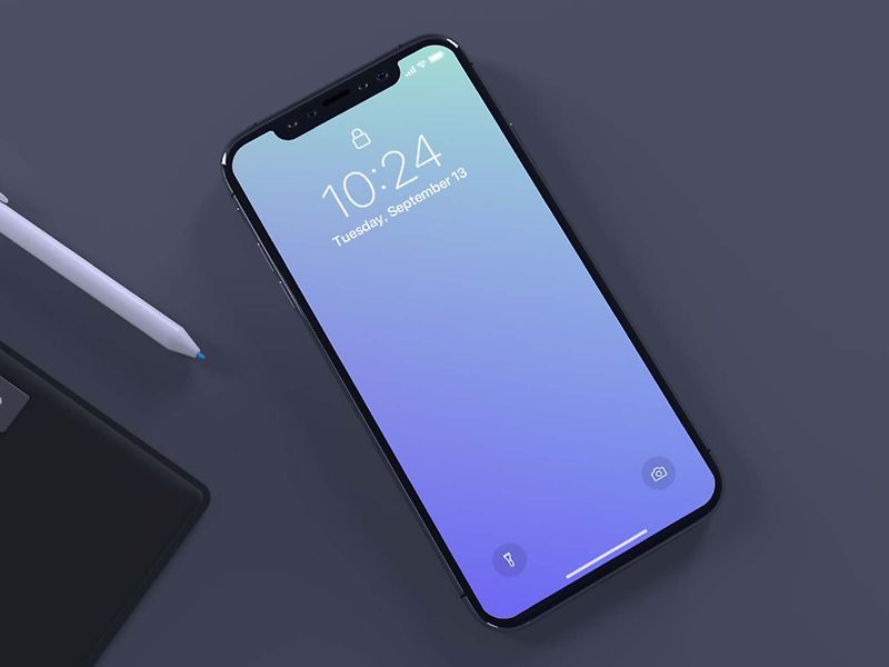 Top view iphone x mockup in psd